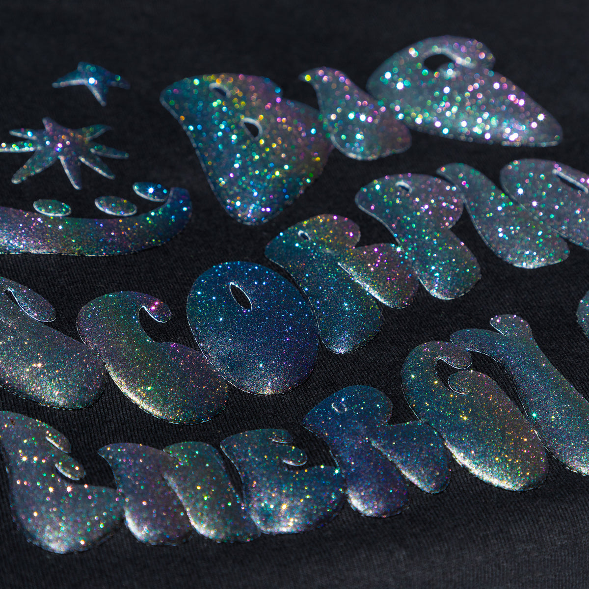 12" Rainbow Black - Siser Glitter Easy Puff Heat Transfer Vinyl