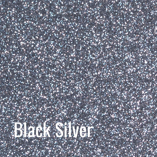 Dark Silver Glitter HTV Vinyl | Black Glitter Adhesive Vinyl