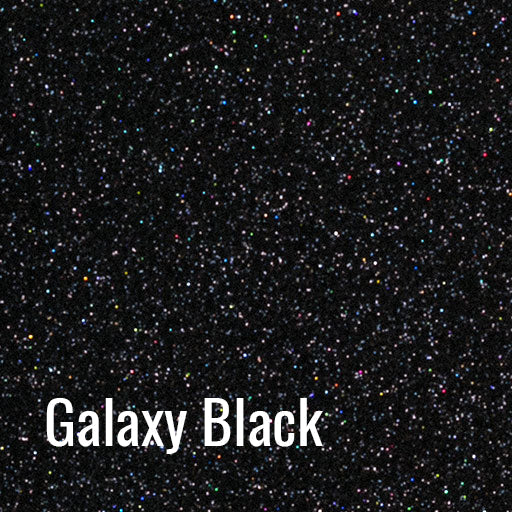 20" Black Glitter Heat Transfer Vinyl (HTV) | Black Galaxy Pattern
